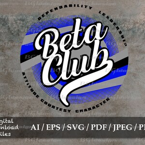 Beta Club Vector Files .ai / .eps / Pdf / Svg / Dxf / Png - Etsy
