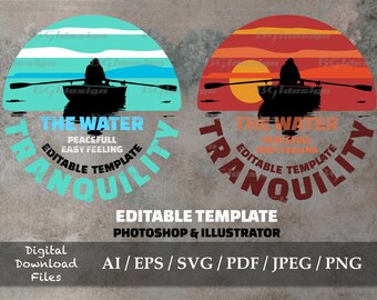 Rowing Boat Vector Eps / Ai / Svg / Png Tranquility | Etsy