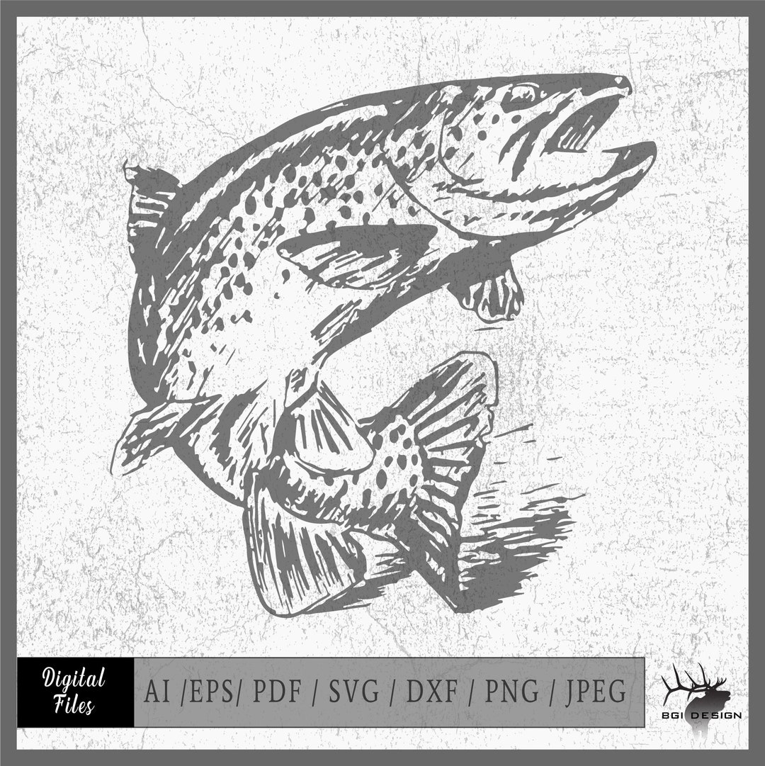 Trout 3 Vector Eps / Ai / Svg / Pdf / Dxf / Png / Jpeg Fish Fishing - Etsy