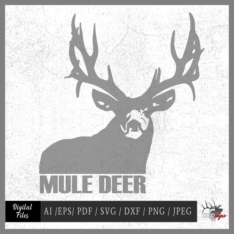 Mule Deer 928 Vector Eps / Ai / Svg / Pdf / Dxf / Png / Jpeg Buck ...