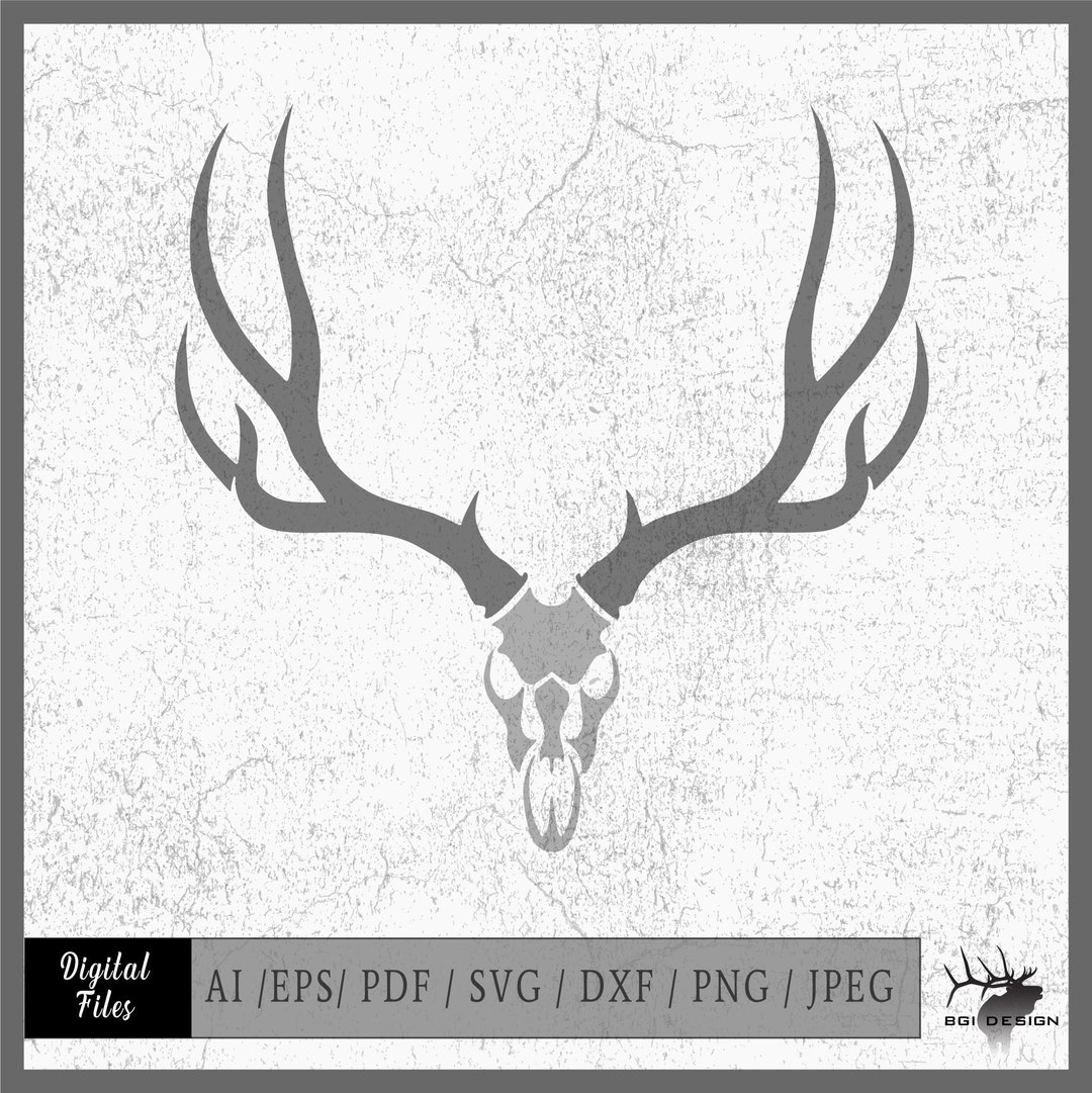 Deer Skull 2 Vector Eps / Ai / Pdf / Svg / Dxf / Png / Jpeg Buck ...