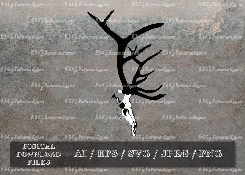 Elk Skull 1 Vector Eps / Ai / Svg / Png Elk Silhouette - Etsy