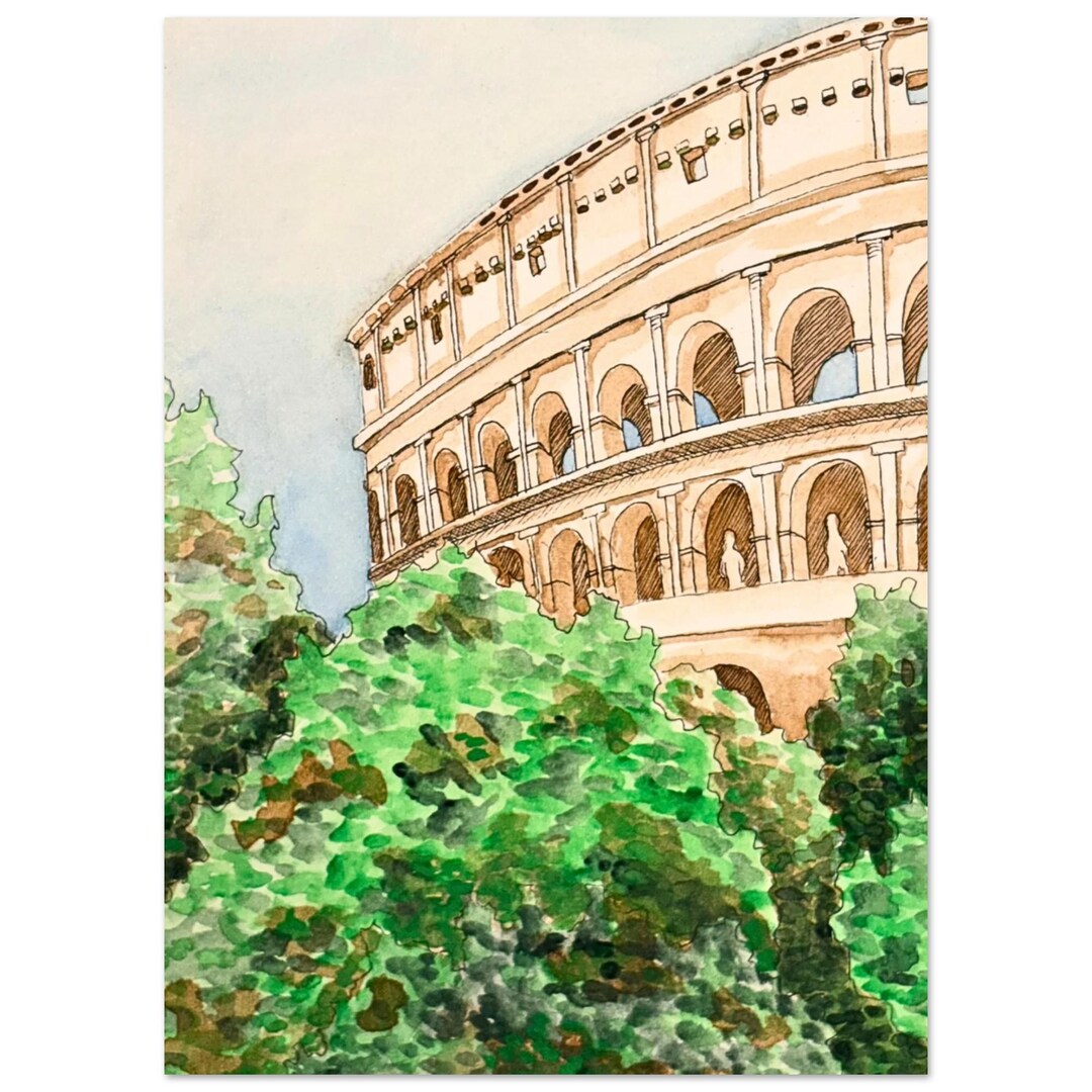 Watercolor Colosseum Poster - Etsy