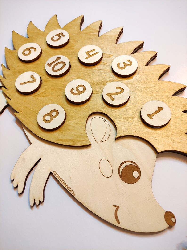 Wooden Puzzle Forest Hedgehog Toy Counting Number With | Etsy