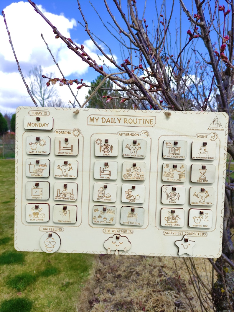 Wooden Daily Routine Chart My Daily Routine Routine Chart - Etsy