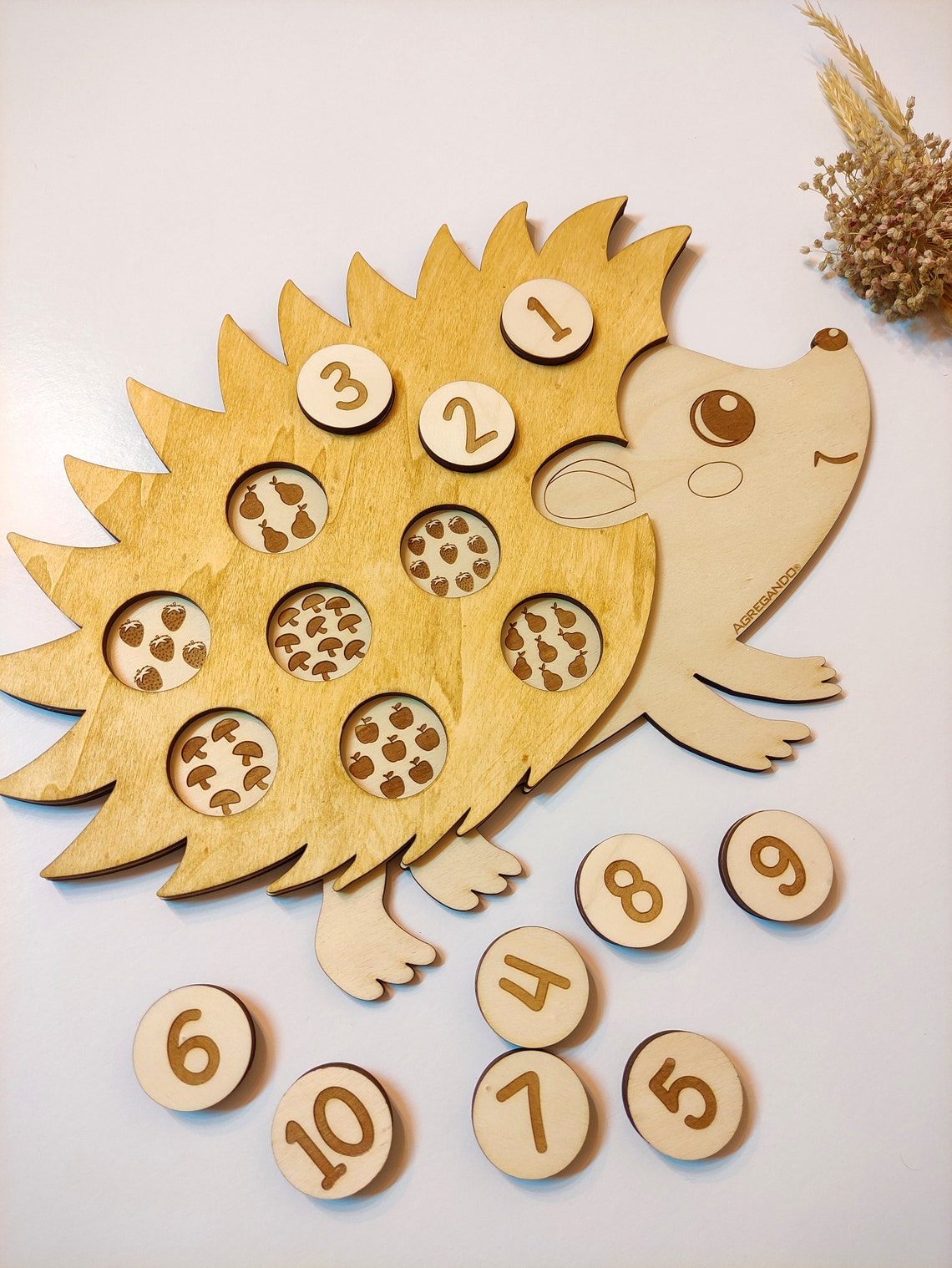 Wooden Puzzle Forest Hedgehog Toy Counting Number With | Etsy