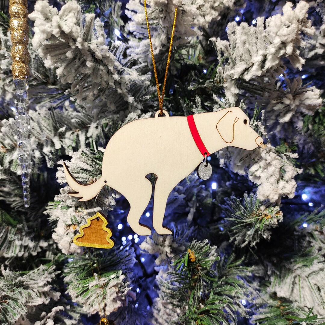 Wooden Dog Poop Christmas Ornament, Funny Pet Tree Decor, Hand-painted ...
