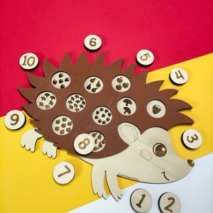 Wooden Puzzle Forest Hedgehog Toy, Counting Number With Hedgehog ...