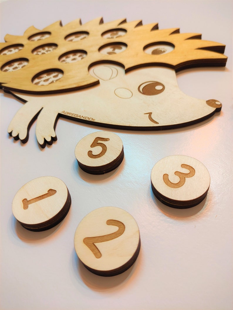 Wooden Puzzle Forest Hedgehog Toy Counting Number With | Etsy