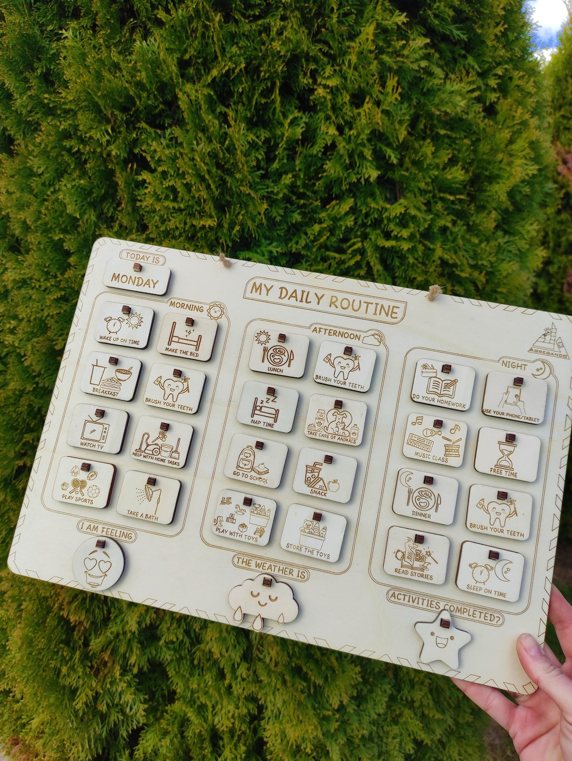 Tableau de routine quotidienne en bois ma routine - Etsy France