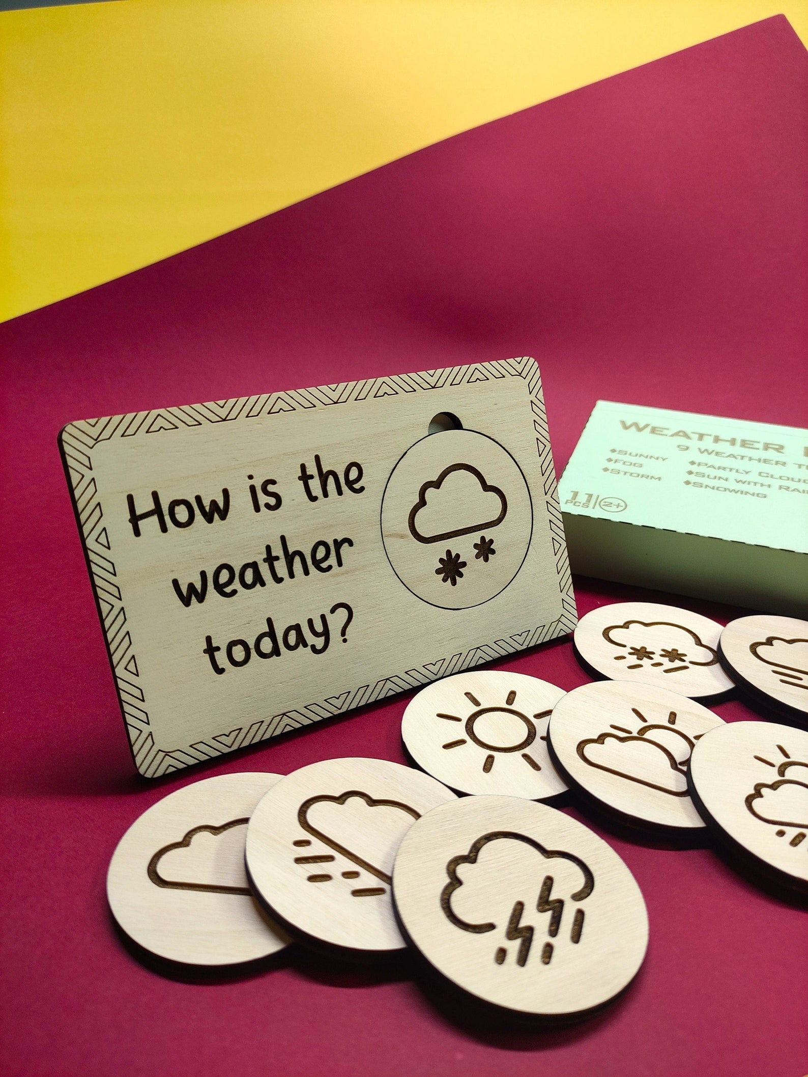 Wooden Weather Board, Montessori Toy for Kids and Toddlers ...