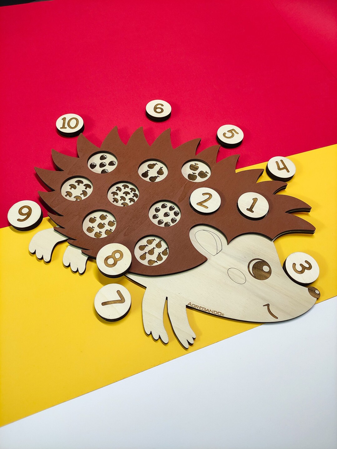 Wooden Puzzle Forest Hedgehog Toy, Counting Number With Hedgehog ...
