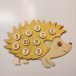 Wooden Puzzle Forest Hedgehog Toy Counting Number With | Etsy