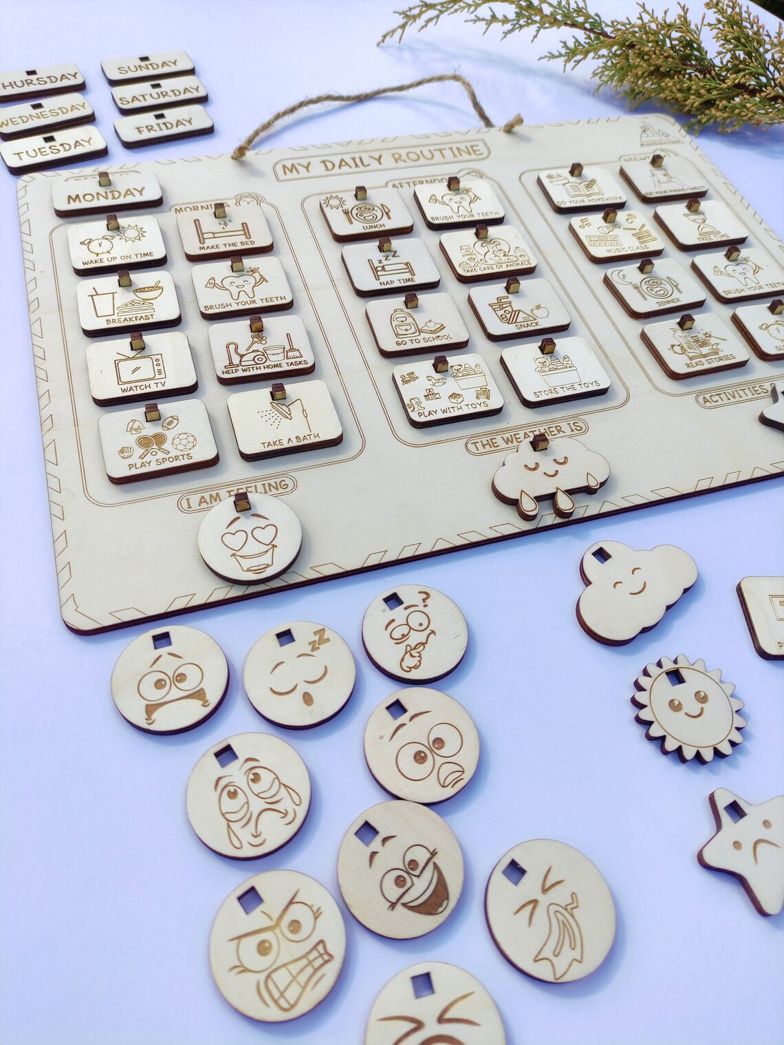 Wooden Daily Routine Chart My Daily Routine Routine Chart - Etsy