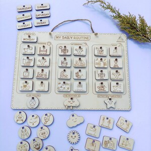 Wooden Daily Routine Board, My Daily Routine, Child's Routine, Task ...