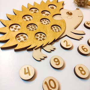 Wooden Puzzle Forest Hedgehog Toy Counting Number With | Etsy