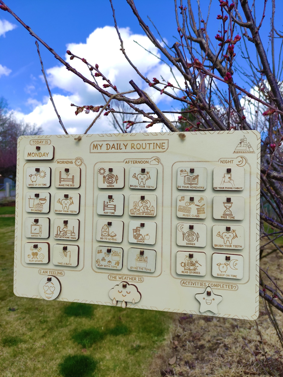 Wooden Daily Routine Chart My Daily Routine Routine Chart - Etsy