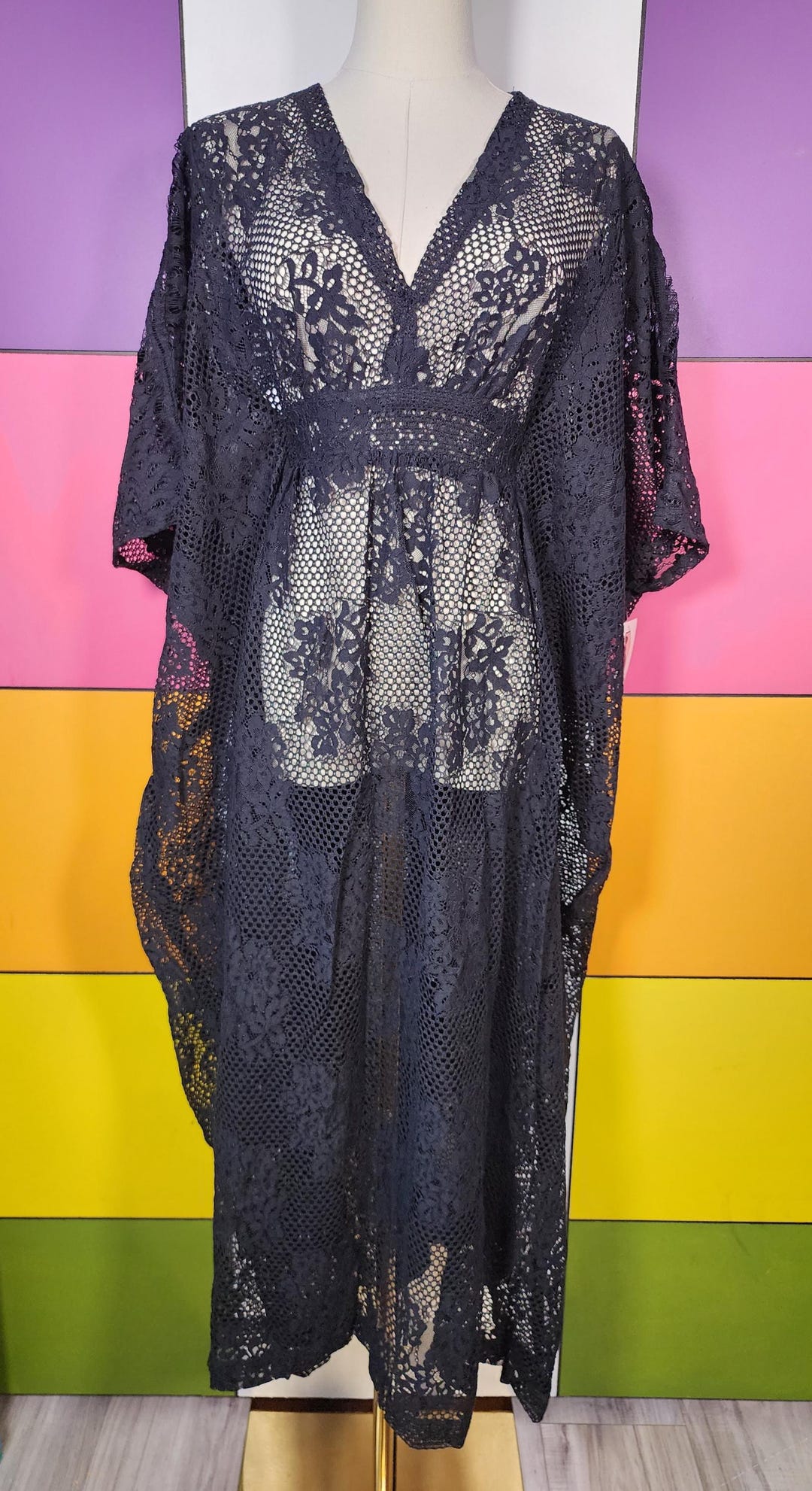 SEXY Sheer Black Victorian Lace Caftan by the Oblong Box Shop ~ New ...