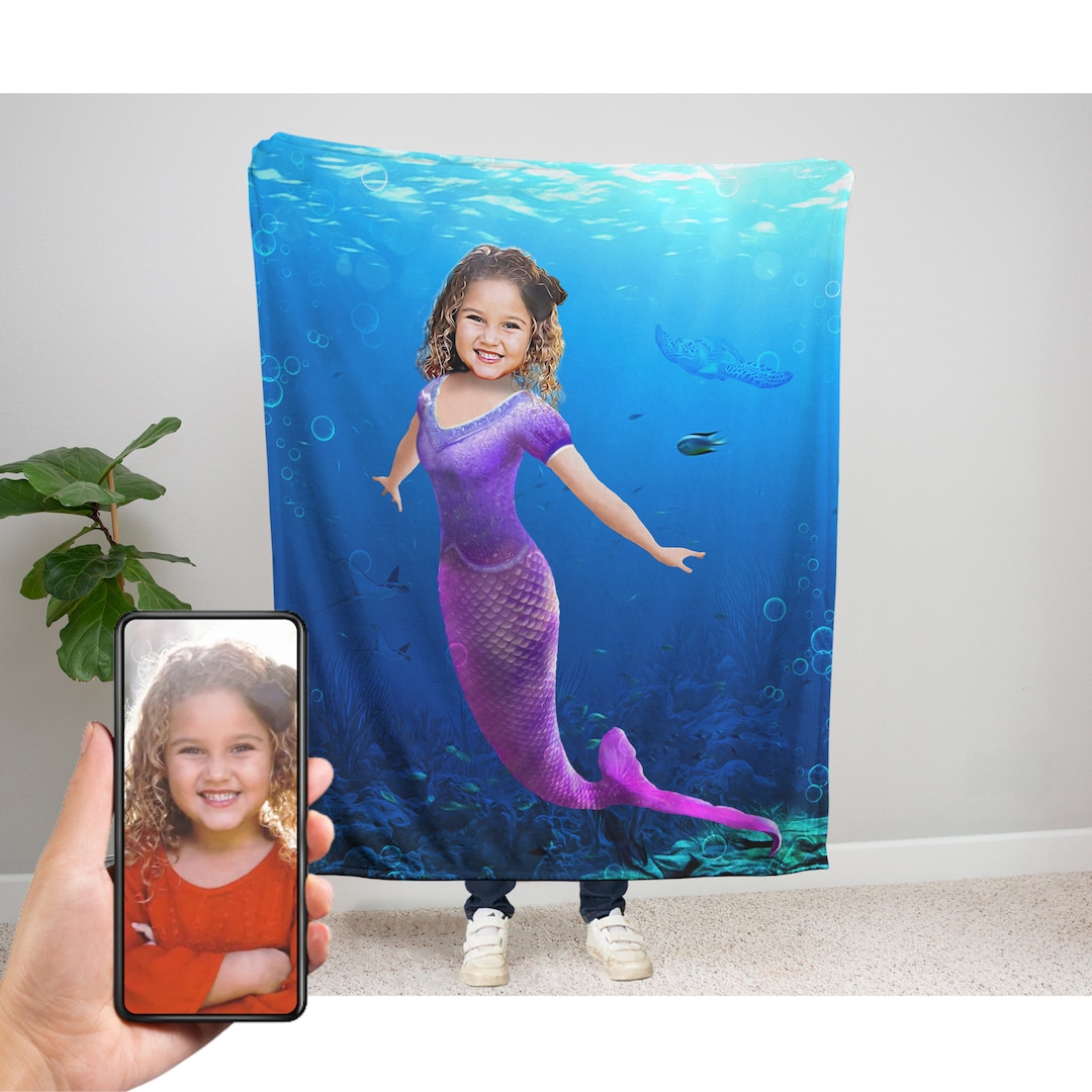 Personalized Mermaid Blanket, Custom Velveteen Plush Blanket, Custom ...