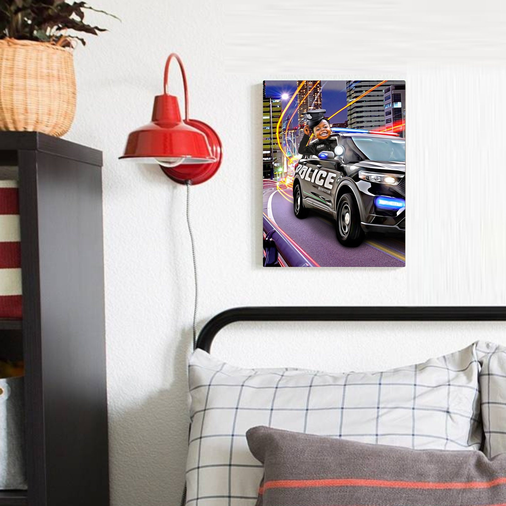 Personalized Boy Cop Police Art Custom Portrait From Photo - Etsy