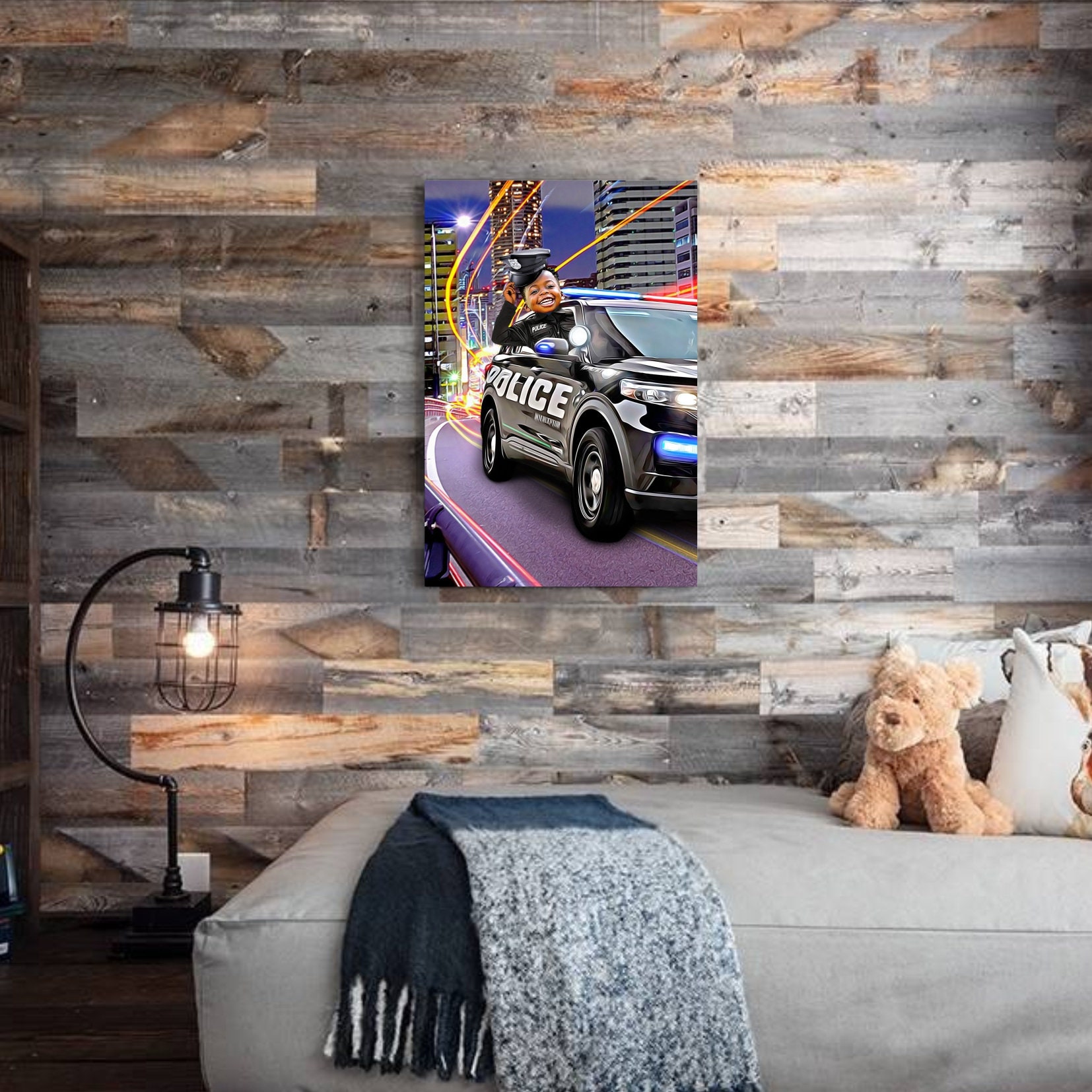 Personalized Boy Cop Police Art Custom Portrait From Photo - Etsy