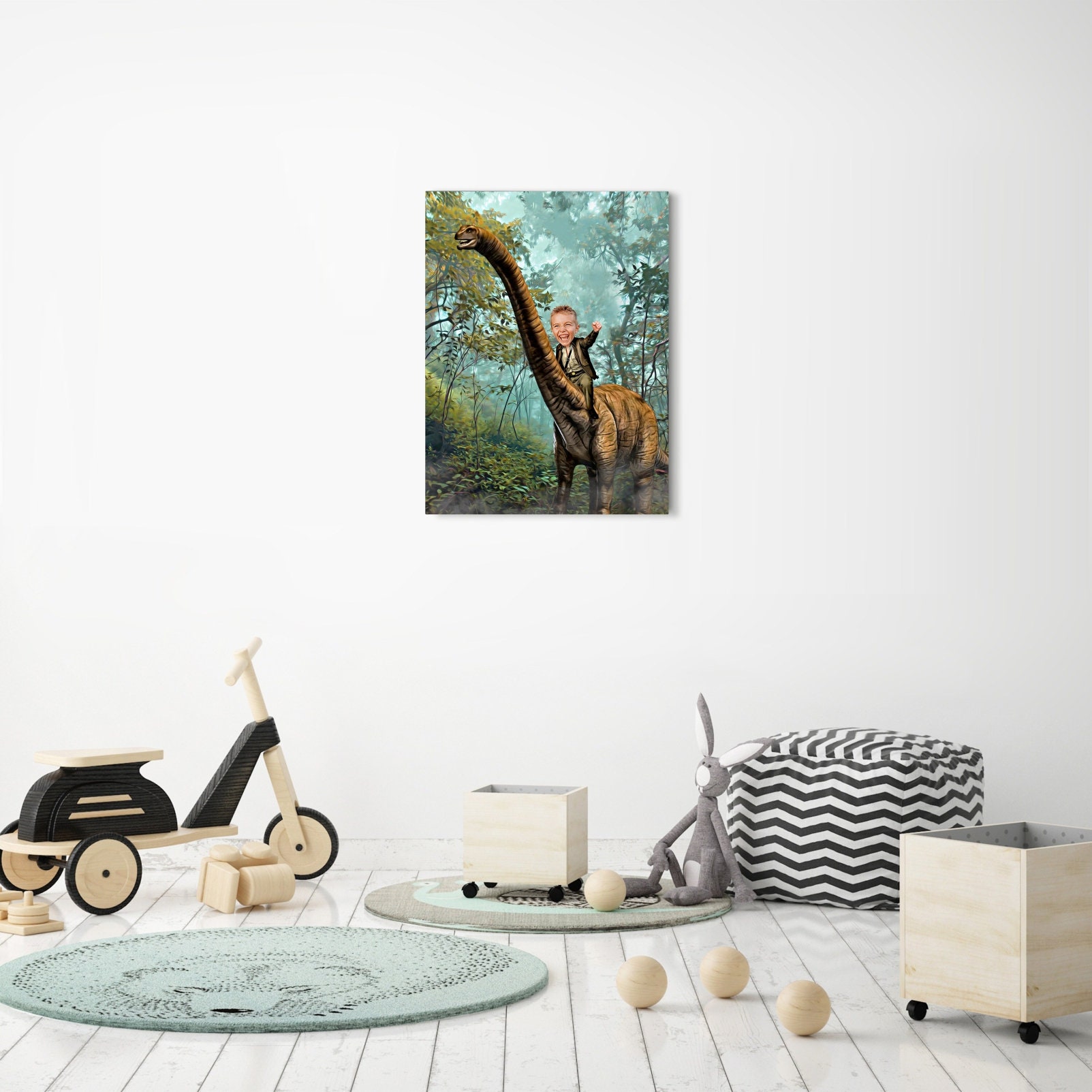 Personalized Kid Riding Brontosaurus Jurassic Dinosaur Art - Etsy