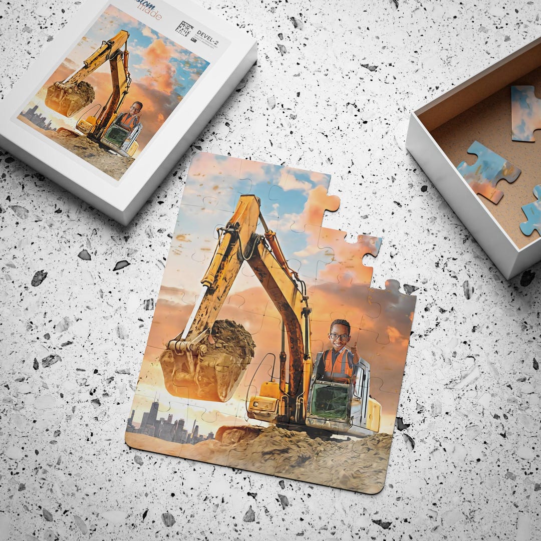 Personalized Child Excavator Puzzle, Christmas Gift, Jigsaw Puzzle for ...