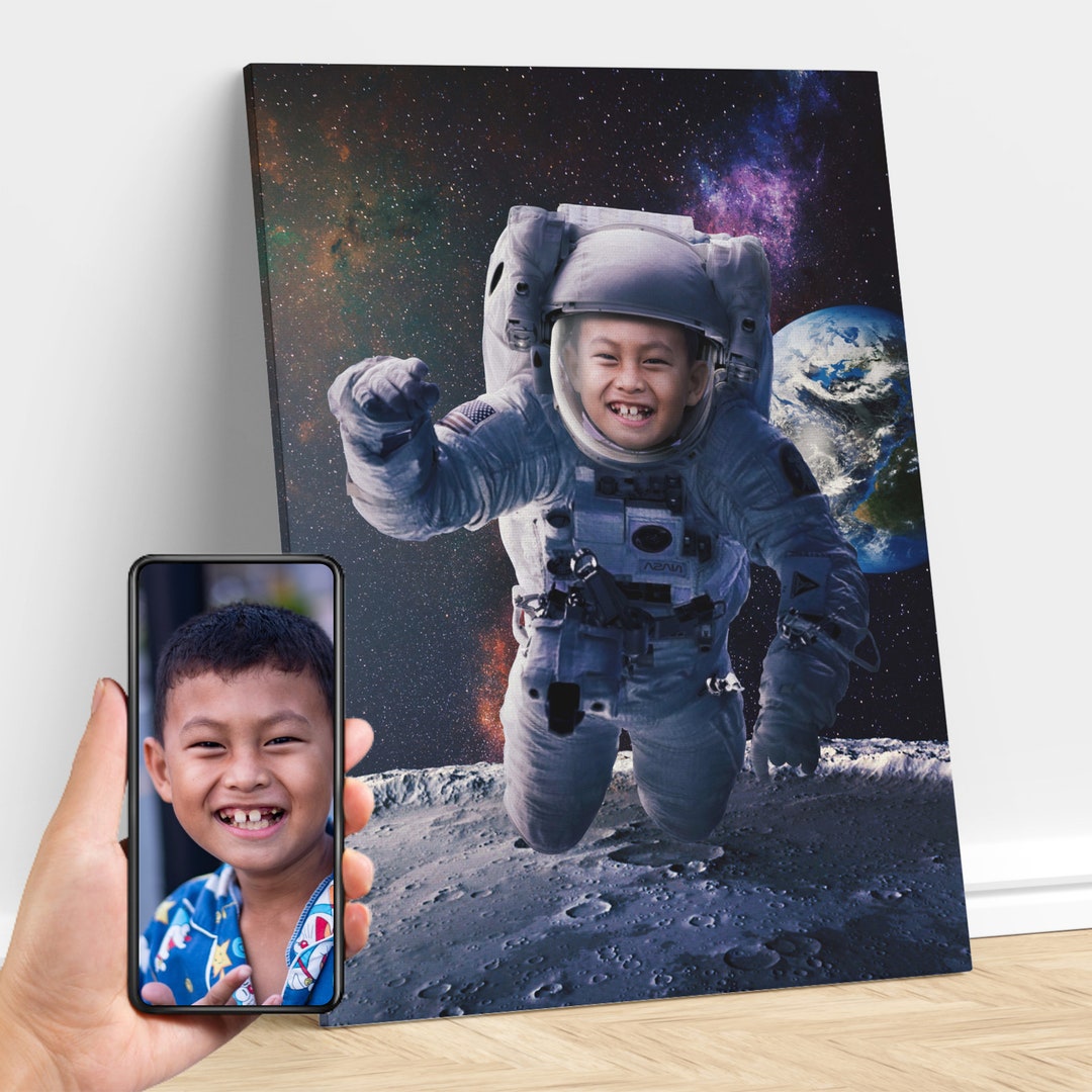 Custom Astronaut Portrait From Photo, Personalized Austronaut Wall Art ...