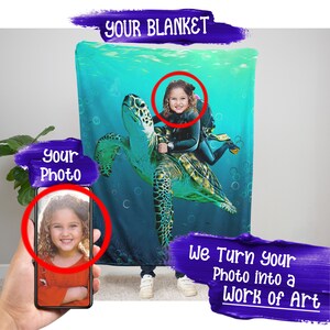 Personalized Child Giant Sea Turtle Blanket, Custom Velveteen Plush ...