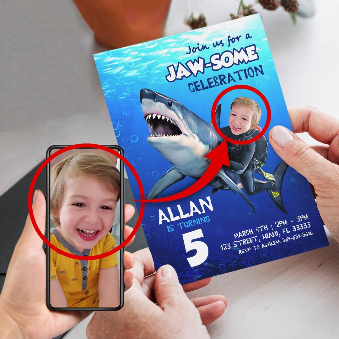 Personalized Shark Invitation, Shark Invitation, Baby Shark Invite ...