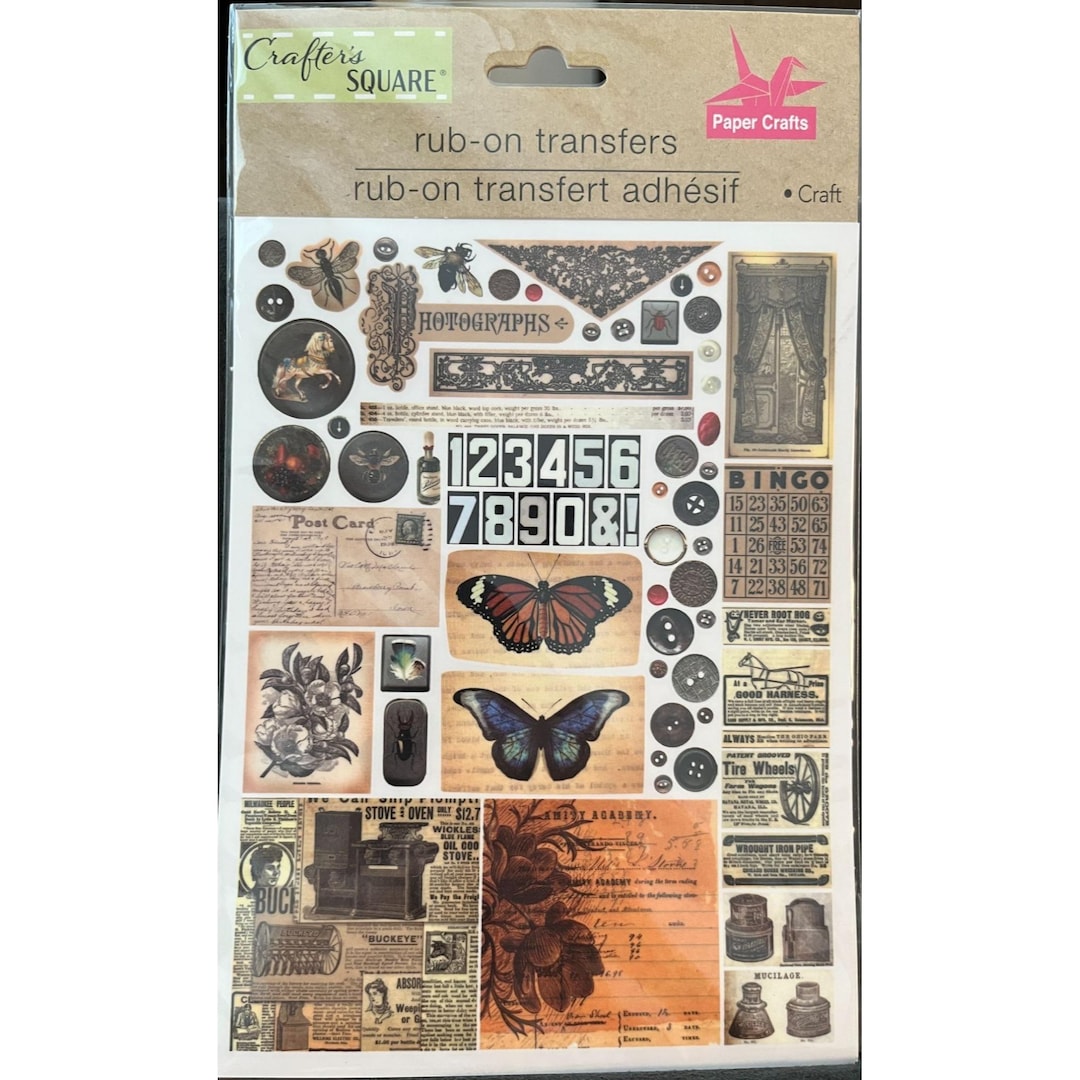 Crafters Square, Rub on Transfers, Vintage Theme, Butterflies ...