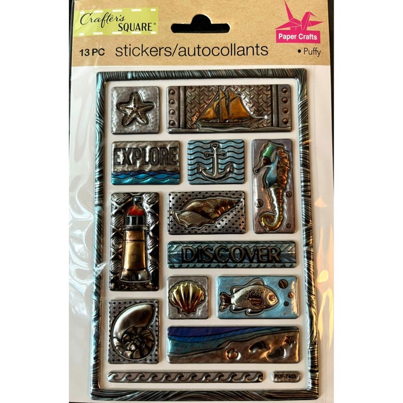 Crafters Square Puffy Stickers Ocean Theme. Starfish, Anchor, Shells ...