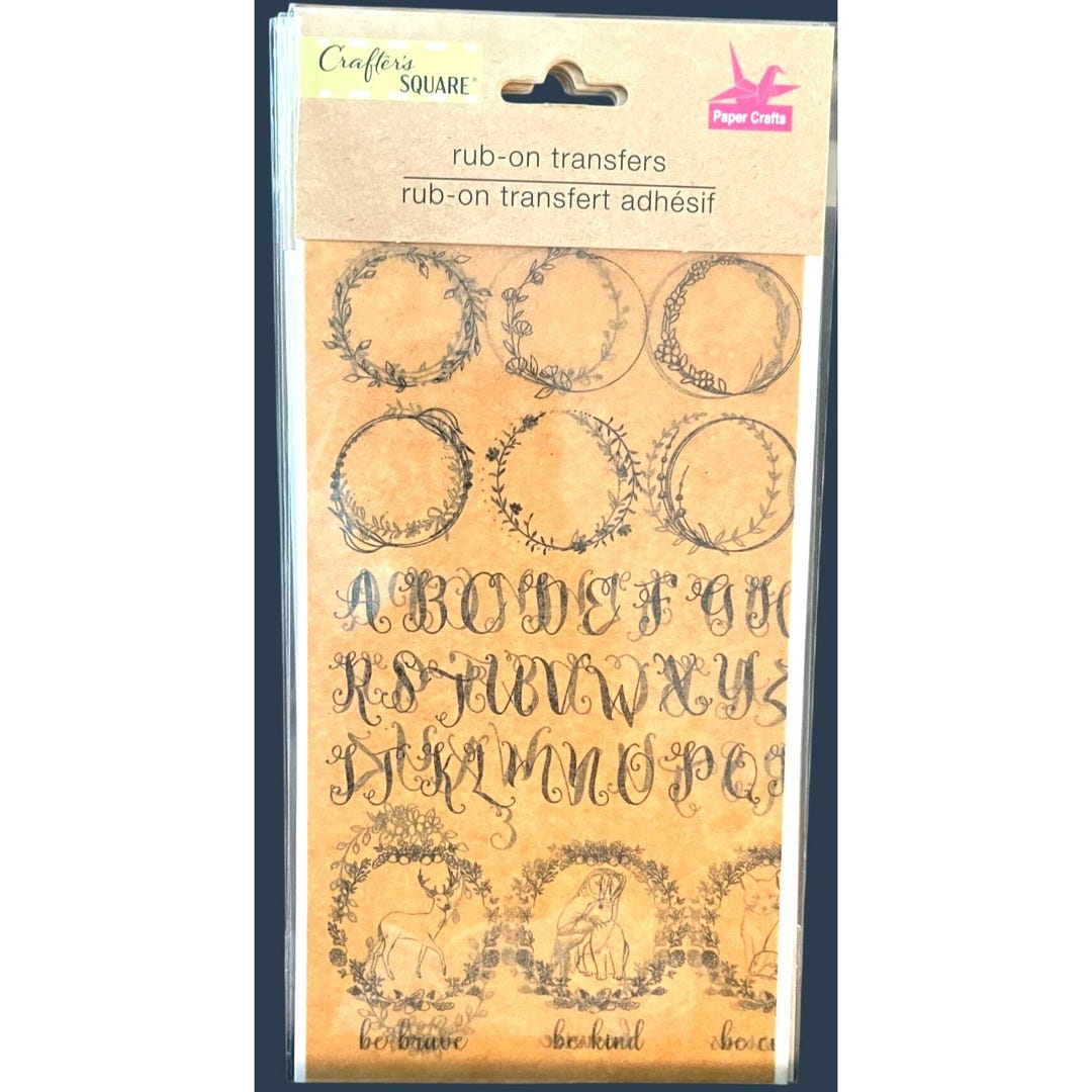 Crafters Square, Rub on Transfers, Parchment, Alphabet, Wreaths, Black ...