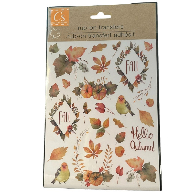 Crafters Square Rub on Transfers Fall Theme. Pumpkins, Leaves, Hello ...
