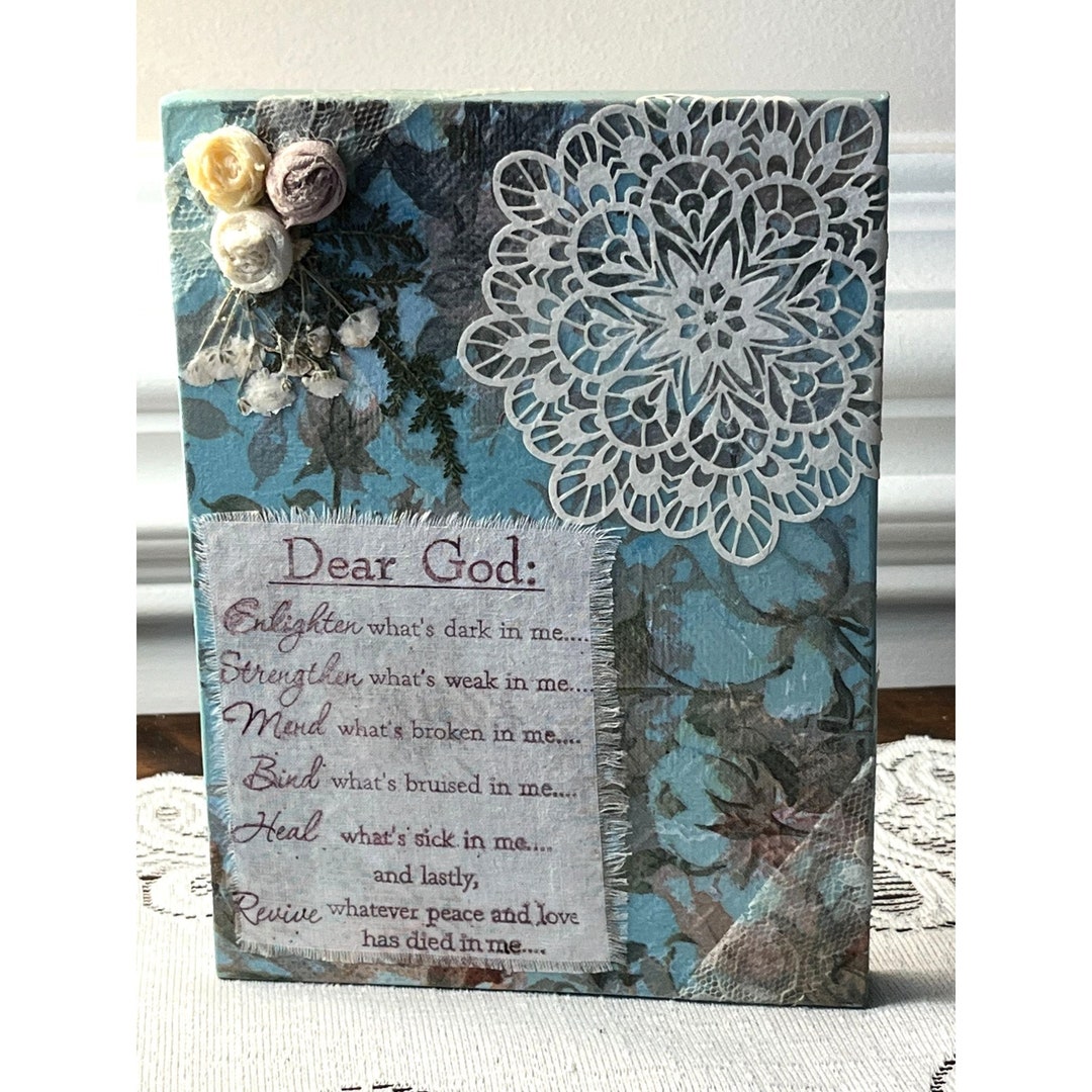 Christian, Decopage Sign, Standing Sign, "dear God", Cottage Style ...