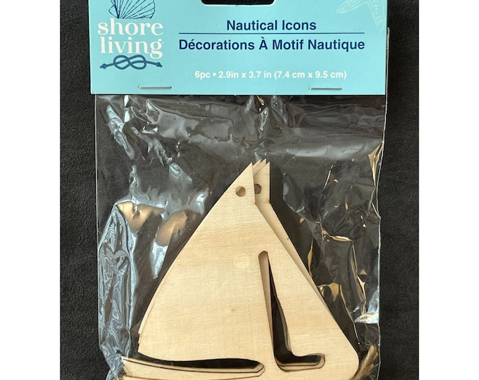 Sailboat, Boat, Wood Cutouts With Jute Hangers for Crafting. Pack of 6 ...