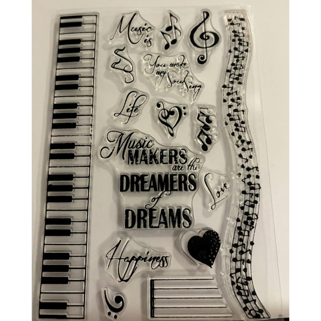 Clear Stamp, Music Theme, Keyboard, Notes, Cleft, Scrapbook, Card ...