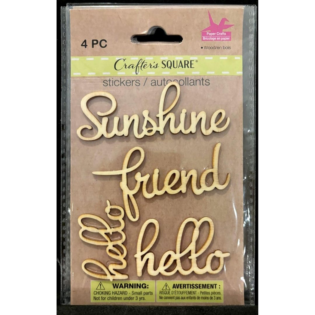 Crafter's Square ,wood, Word Stickers,hello, Scrapbooking, Crafting, 4 ...