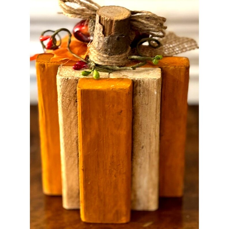 Handmade, Fall, Autumn Wood Block Pumpkin, Soft Muted Color,perfect ...