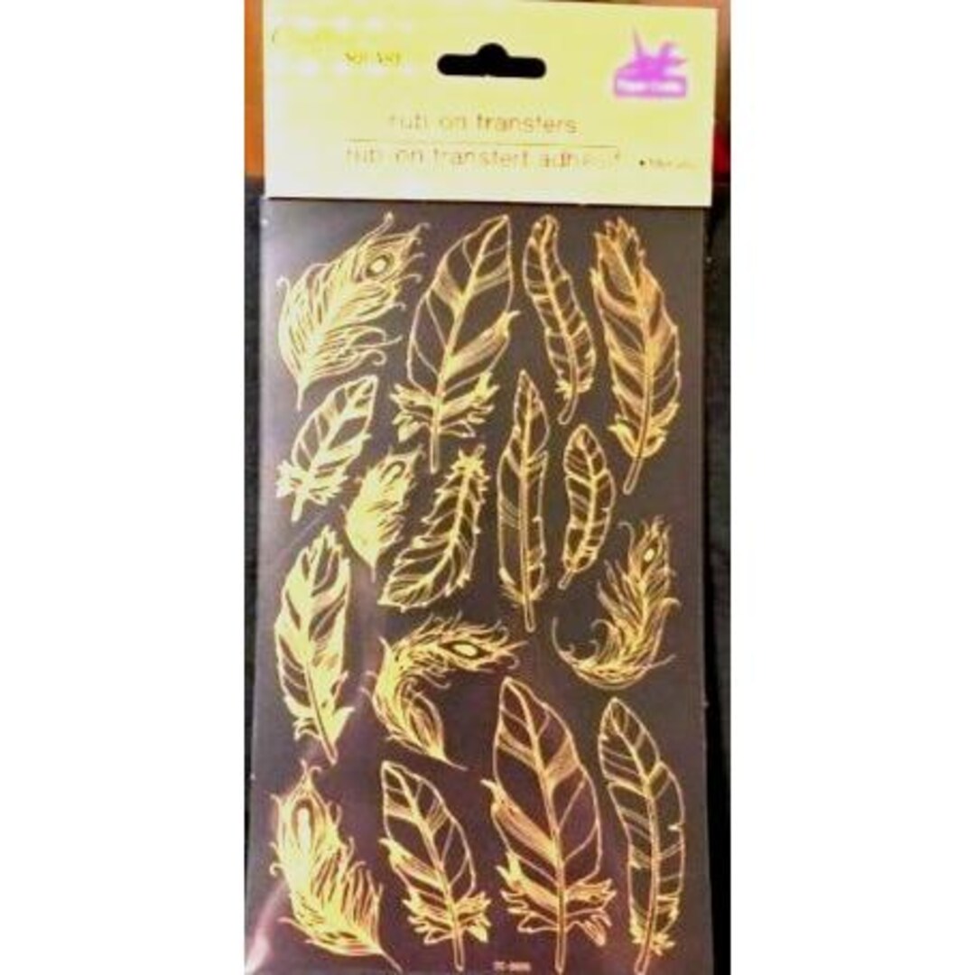 Crafters Square Gold Metallic Feathers Rub on Transfers - Etsy
