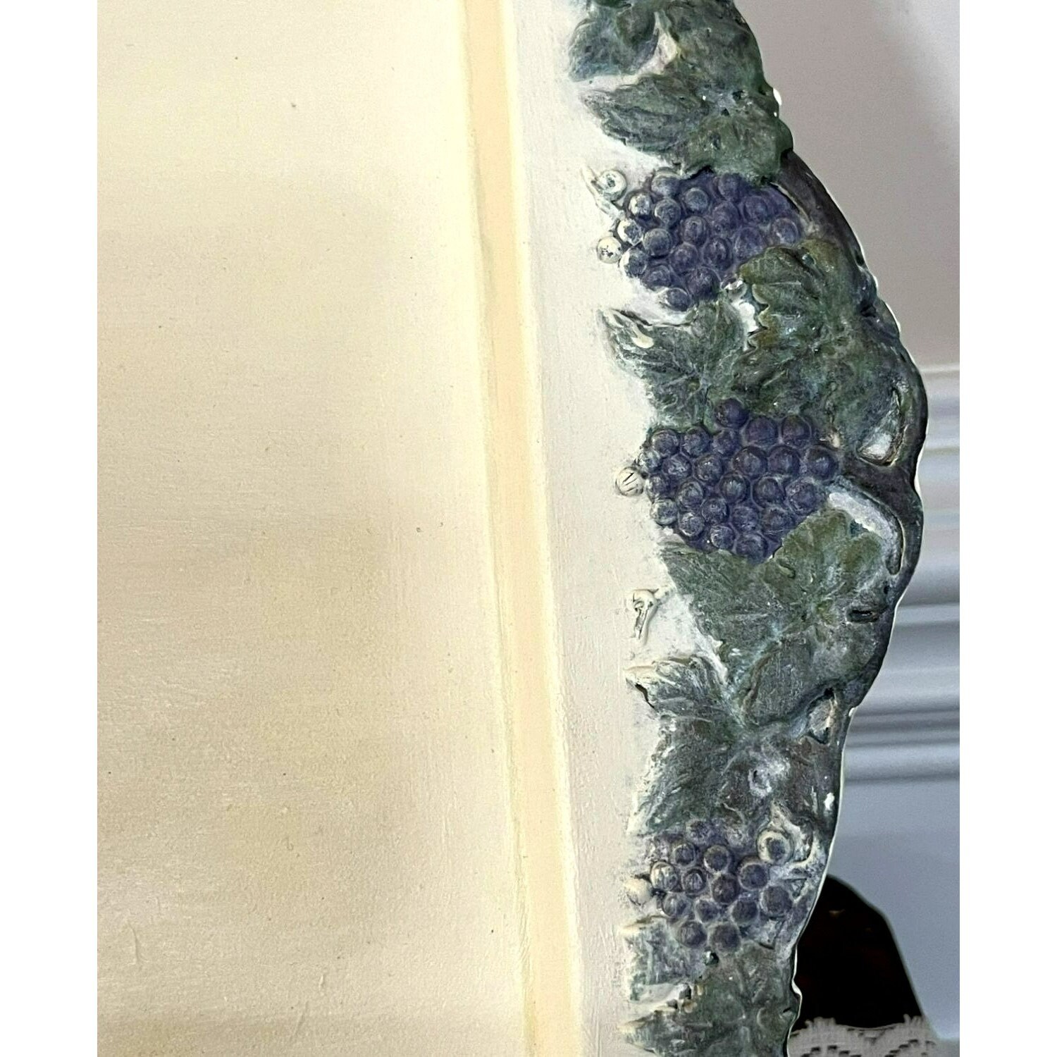 Vintage Look, Vinyard Inspired Painted Silverplate Serving Tray With ...