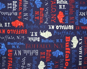 NFL Logo Buffalo Bills Blue and Red 100% Cotton Fabric by Fabric ...