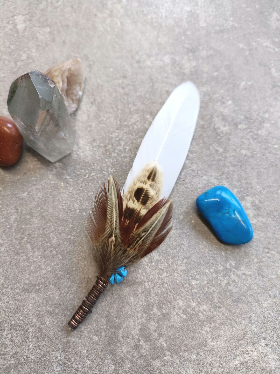 Ceremonial Feather Wand: Ethical New Zealand Feathers, Turquoise - Etsy
