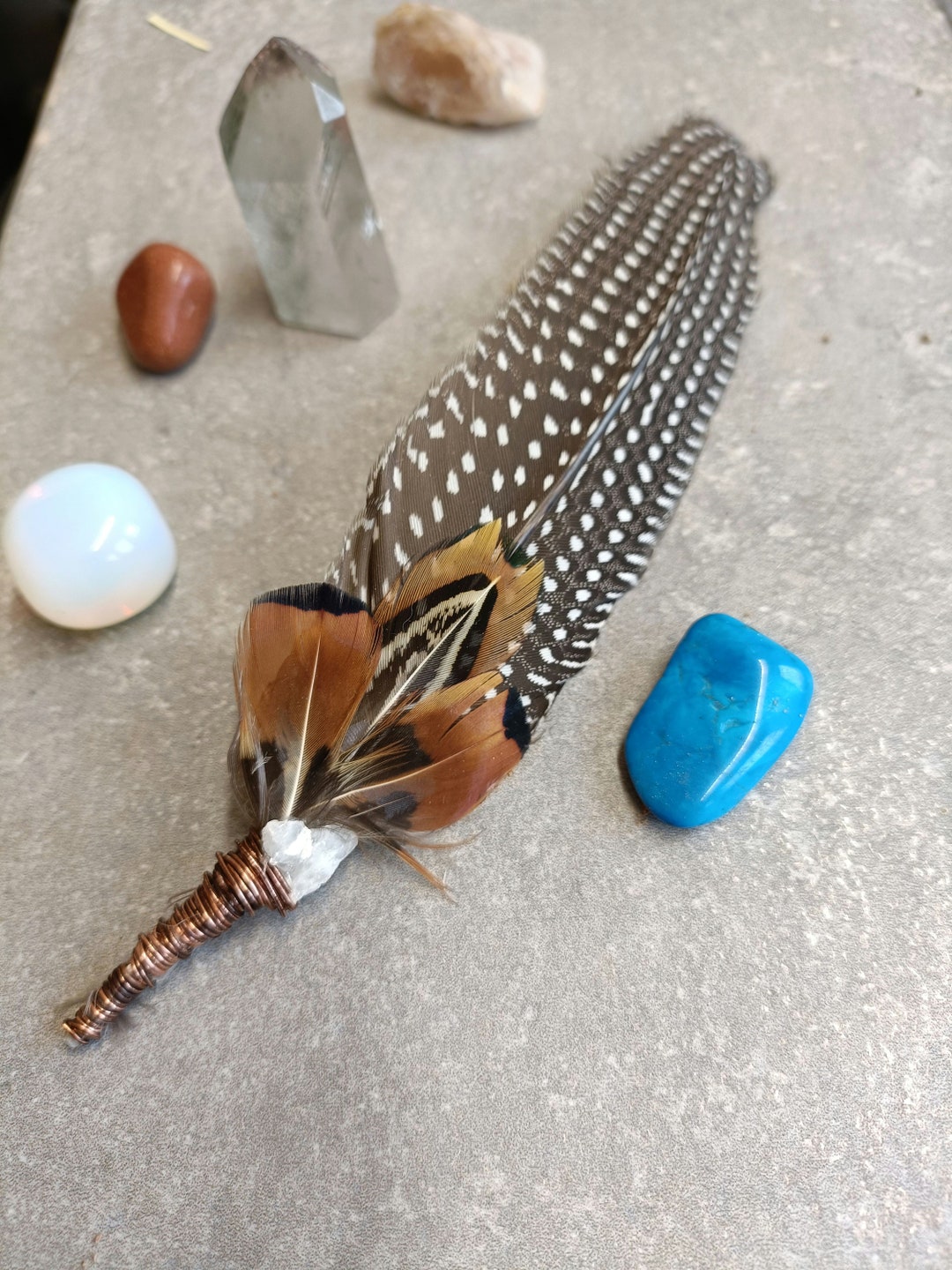 Ceremonial Feather Wand: NZ Quartz, Ethical Feathers for Energy ...