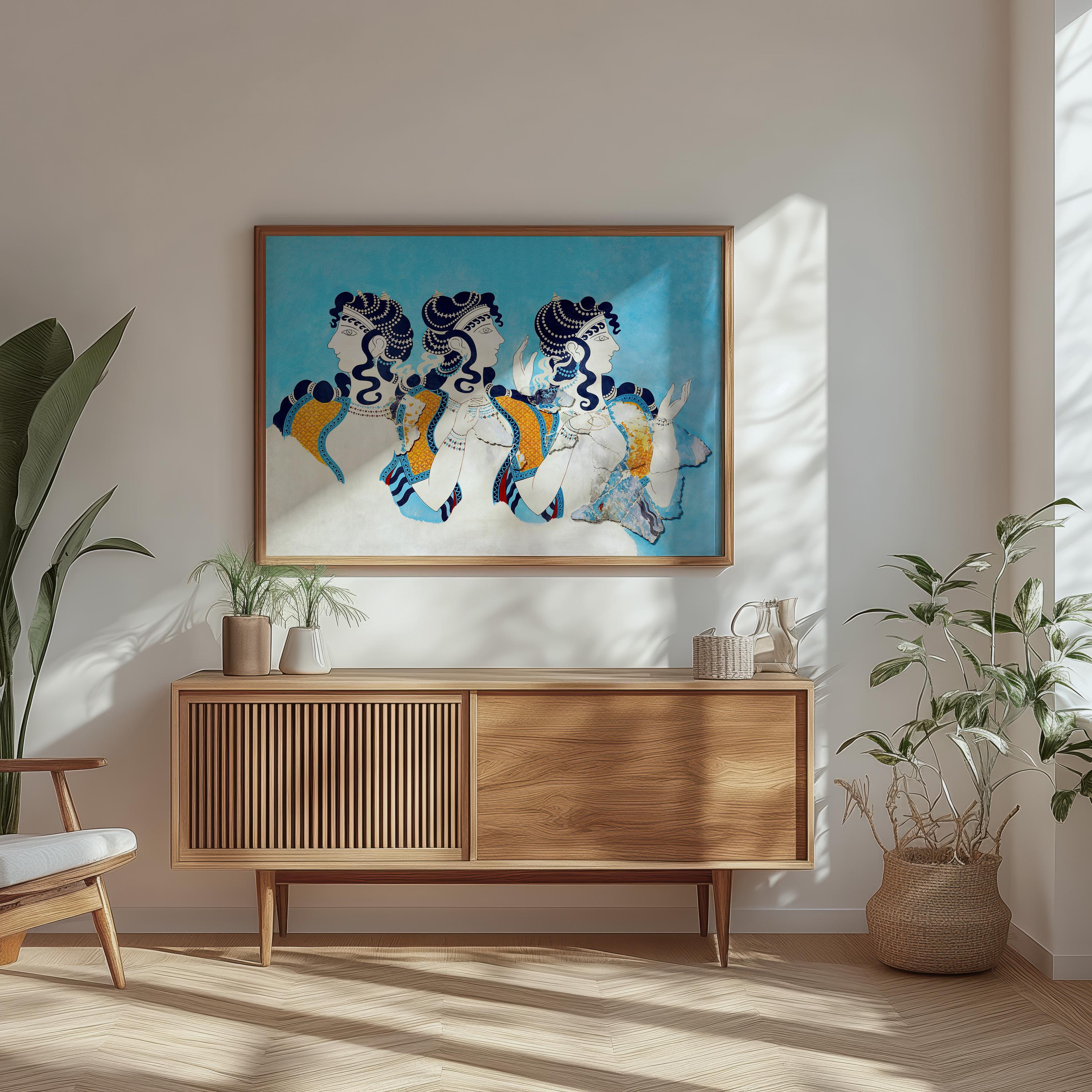 Minoan Ladies in Blue Fresco Print: Knossos Greek Poster - Etsy