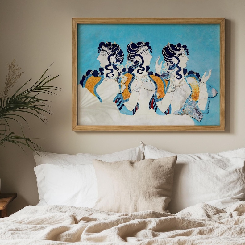 Minoan Blue Ladies of Knossos Crete Fresco Poster – Greek Ancient Art ...