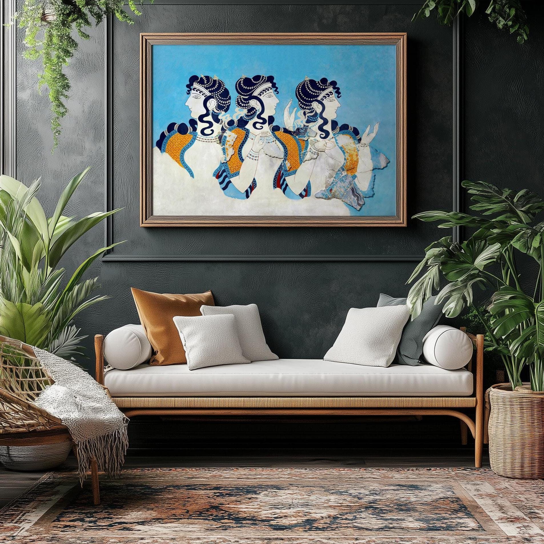 Minoan Blue Ladies of Knossos Crete Fresco Poster – Greek Ancient Art ...