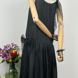 Christina Abbott 50s Does 20s Silk Flapper Dress/ Vintage Black Silk ...