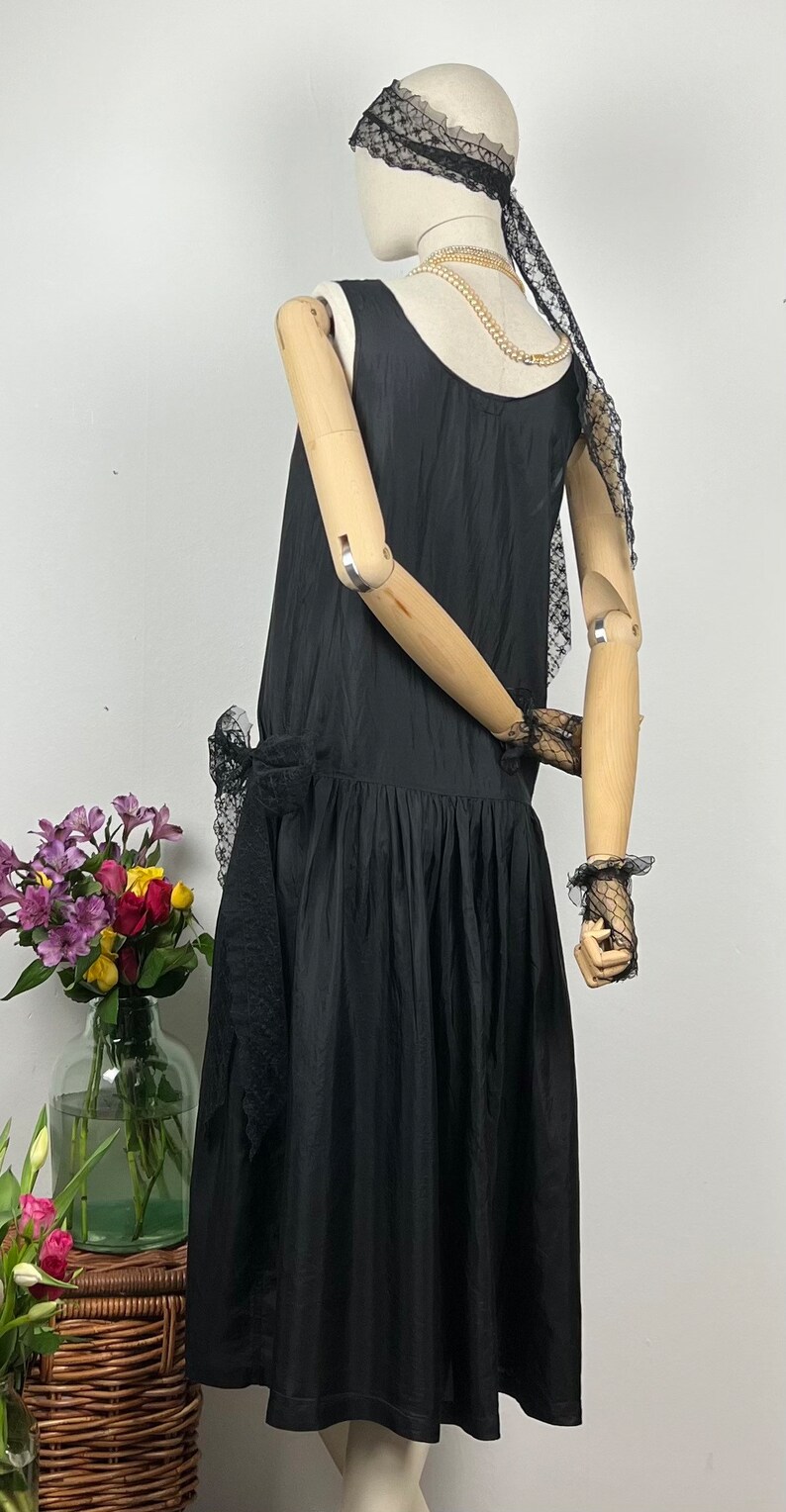 Christina Abbott 50s Does 20s Silk Flapper Dress/ Vintage Black Silk ...