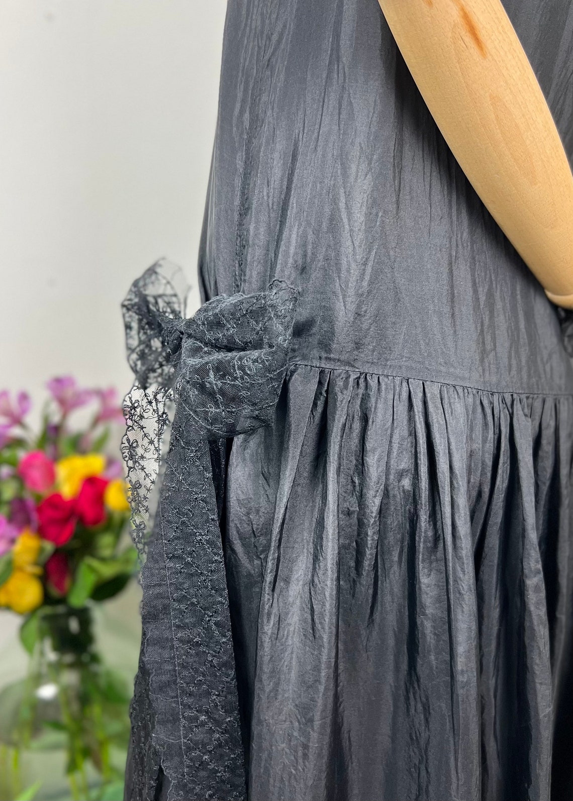 Christina Abbott 50s Does 20s Silk Flapper Dress/ Vintage Black Silk ...